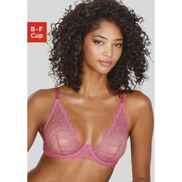 B&uuml;gel-BH Lascana "Gianna", Damen, Gr. 70, Cup F, pink, Spitze, Obermaterial: 54% Polyamid, 46% Polyester, BHs B&uuml;gel-BH, aus leicht schimmernder Spitze in transparenter Optik, sexy Dessous