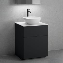 neoro n50 Unterschrank B: 60 cm mit 2 Ausz&uuml;gen, Waschtisch &Oslash; 40 cm wei&szlig; matt,, BN0064WM+BN0441BM+BN0401WH,