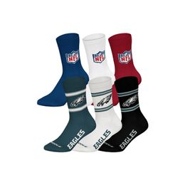 Kurzsocken NFL "Socken NFL 6Pack Crew Socks 6er Pack", Damen, Gr. 43-46, bunt (phildadelphia eagles, mix), Obermaterial: 58% Baumwolle CO. 39% Polyester PES. 3% Elasthan EL., Socken Kurzsocken