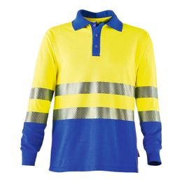 Rofa Multinorm-Poloshirt Langarm, gelb / kornblau, Unisex-Gr&ouml;&szlig;e: M (605139235 GR. M)