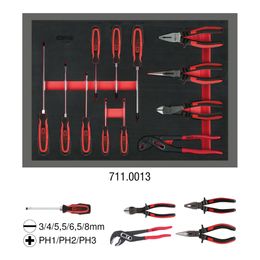 KS Tools Schraubendreher- und Zangen-Satz, 12-tlg. in 1/1 Systemeinlage (711.0013)