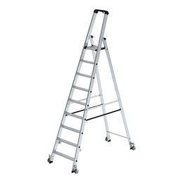 MUNK Aluminium-Stehleiter einseitig begehbar Rollen 1 x 9 Stufen (041109)