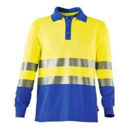 Rofa Multinorm-Poloshirt Langarm, gelb / kornblau, Unisex-Gr&ouml;&szlig;e: XL (605139235 GR. XL)