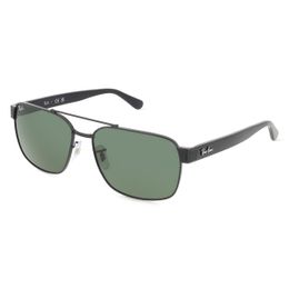 Ray-Ban RB3751 | Unisex-Sonnenbrille | Fassung: Vollrand, Quadratisch, Metall, Schwarz | Glasfarbe: Gr&uuml;n