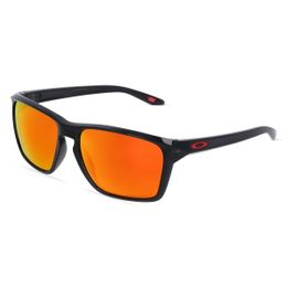 Oakley OO9448 SYLAS | Herren-Sonnenbrille | Fassung: Vollrand, Eckig, Kunststoff, Schwarz | Glasfarbe: Orange