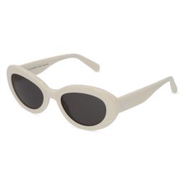 Fielmann LN 017 SUN FA | Damen-Sonnenbrille | Fassung: Vollrand, Oval, Acetat Extrudiert, Wei&szlig; Gl&auml;nzend | Glasfarbe: G15