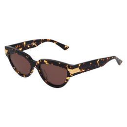 Bottega Veneta BV1035S | Unisex-Sonnenbrille | Fassung: Vollrand, Cat Eye, Acetat, Havanna Gl&auml;nzend | Glasfarbe: Braun