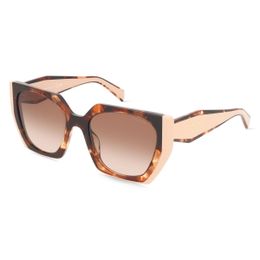 Prada PR15WS | Damen-Sonnenbrille | Fassung: Vollrand, Eckig, Acetat, Braun Beige | Glasfarbe: Braun Verlaufend