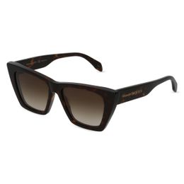 Alexander McQueen AM0299S | Unisex-Sonnenbrille | Fassung: Vollrand, Butterfly, Kunststoff, Havanna Gl&auml;nzend | Glasfarbe: Braun Verlaufend