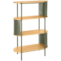 Xora Regal, Gr&uuml;n, Natur, Holzwerkstoff, 4 F&auml;cher, 80x133.5x33.8 cm, Wohnzimmer, Regale, B&uuml;cherregale