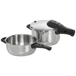 WMF Schnellkochtopfset Perfect, Edelstahl, Metall, 2-teilig, 4,5 L, abnehmbare Griffe, 2-Stufen-Garregler, Kochen, T&ouml;pfe, Schnellkocht&ouml;pfe