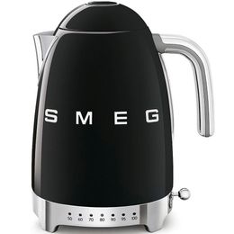 Smeg Wasserkocher 50&acute;s Style, Schwarz, Metall, 1,7 L, 22.3x28x17.1 cm, automatische Abschaltung, 360&deg;-Sockel, Anti-Rutsch-F&uuml;&szlig;e, abgedecktes Heizelement, herausnehmbarer Filter, Signalton, Temperaturstufen individuell einstellbar, Warmhaltefunktion, K&uuml;chenger&auml;te, Wasserkocher