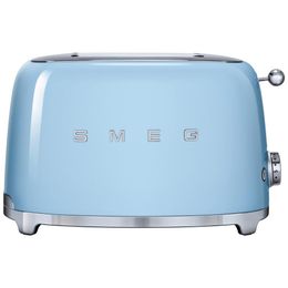 Smeg Toaster 50&acute;s Style, Hellblau, Metall, 31x19.8x19.5 cm, Kr&uuml;melschublade, Auftaufunktion, Aufw&auml;rmfunktion, automatischer Auswurf nach R&ouml;stende, automatische Zentrierung der Toastscheibe, Bagel-Funktion, K&uuml;chenger&auml;te, Toaster