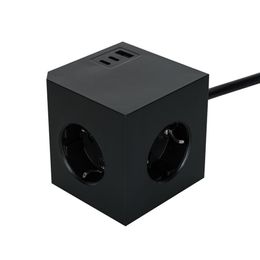 Mican Steckdosenw&uuml;rfel Plug Box, Schwarz, Kunststoff, 7.5x7.5x7.5 cm, Schutzkontakt, Freizeit, Entertainment, Elektrozubeh&ouml;r