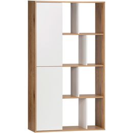 Livetastic Regal, Natur, Wei&szlig;, Holzwerkstoff, 4 F&auml;cher, 90x159x29.5 cm, Wohnzimmer, Regale, B&uuml;cherregale
