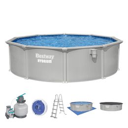 Bestway Stahlwandpool Komplett-Set 'Hydrium ' mit Sandfilteranlage rund granitgrau &Oslash; 457 x 122 cm