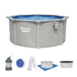 Bestway Stahlwandpool Komplett-Set 'Hydrium ' mit Sandfilteranlage rund granitgrau &Oslash; 305 x 122 cm