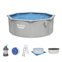 Bestway Stahlwandpool Komplett-Set 'Hydrium ' mit Sandfilteranlage rund granitgrau &Oslash; 366 x 122 cm