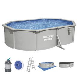 Bestway Stahlwandpool Komplett-Set 'Hydrium ' mit Sandfilteranlage oval granitgrau 500 x 366 x 122 cm