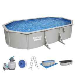 Bestway Stahlwandpool Komplett-Set 'Hydrium ' mit Sandfilteranlage oval granitgrau 610 x 366 x 122 cm