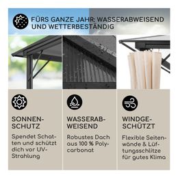 Blumfeldt Pantheon Solid Sky Ambient Solar Pavillon mit grauem Dach 3x3m Polycarbonat Aluminium
