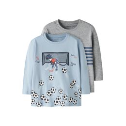 name it Shirt 'NMMVILASSE' Jungen Gr&ouml;&szlig;e 122/128 navy / hellblau / graumeliert / rot