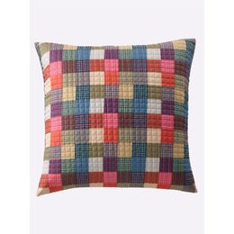 HEINE HOME Witt Tagesdecke, rot-bunt, Gr&ouml;&szlig;e 80x80 cm - 1 Kissenbezug