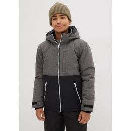 bonprix wattierte Winterjacke im Colourblocking mit Kapuze, schwarz, Gr.128/134, Angesagte Winterjacke f&uuml;r Jungen im Materialmix und mit Kapuze