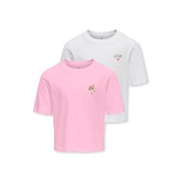 Only Girls T-Shirt 'KOGREX FLOWER' M&auml;dchen Gr&ouml;&szlig;e 134/140 gr&uuml;n / rosa / schwarz / wei&szlig;