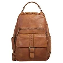 XZONE Laptoprucksack X-ZONE, Damen, Gr. B/H/T: 37cm x 28cm x 13cm, onesize, braun (cognac), Leder, Rindsleder, Retro, Rucks&auml;cke Laptoprucksack, echt Leder, Made in Italy