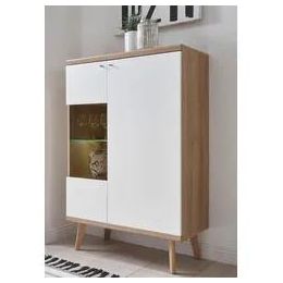 Vitrine Home Affaire "Merle", wei&szlig; (eiche riviera nb, wei&szlig; matt), B:90cm H:134cm T:40cm, Holzwerkstoff, Schr&auml;nke, Vitrine, Scandi Design, H&ouml;he 134 cm