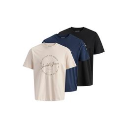Jack & Jones Plus Jack & Jones Plus T-Shirt 'JJGRAYSON' Herren Gr&ouml;&szlig;e 6XL kitt / navy / schwarz