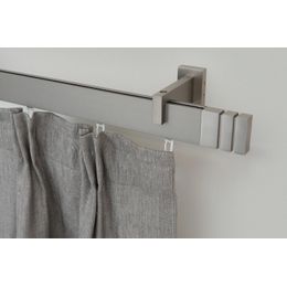 Gardinenstange Garesa, L:260cm, silber, Aluminium, Wohnzimmer, Gardinenstangen, "FLAT", Rechteckprofil, Wandmontage, perfekter Lauf, modern,