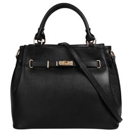 Samantha Look Damen Henkeltasche, schwarz, Leder, leicht gl&auml;nzend, unifarben, Taschen, echt Leder, Made in Italy, ger&auml;umige Henkeltasche mit