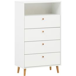 Kommode Schildmeyer, B:60,2cm H:104,4cm T:33cm, wei&szlig;, FSC-zertifizierter Holzwerkstoff, Flur, Sideboards, "Bjarne, Breite 60 cm", 4 Schubladen,