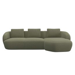 Wohnlandschaft FLEXLUX, B:276cm H:85cm T:146cm, gr&uuml;n, Sofas, "Torino, rund, L-Form, Sofa-Ecke mit Recamiere, Longchair-Sofa", Modernes, organisches