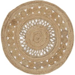 Teppich CarpetFine, B:150cm H:5mm &Oslash;:150cm, beige, Jute, Wohnzimmer, Teppiche, "Juteteppich Ella"