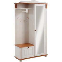 Kompaktgarderobe OTTO HOME, B:108cm H:185cm T:40cm, wei&szlig;, Massivholz, Schr&auml;nke, "Adele", Breite 108 cm, mit Spiegelt&uuml;r, aus massiver Kiefer, FSC
