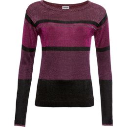 bonprix Damen Strickpullover, lila, Gr. 32, Obermaterial: 55% Viskose, 45% metallisierte Fasern, Pullover, aus Viskose und metallisierten Fasern, mit