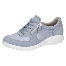 Waldl&auml;ufer WALDL&Auml;UFER Damen Schn&uuml;rschuh "HAVY-Soft", Gr. 4, blau, Nubukleder, Textil, Schuhe, Freizeitschuh, Halbschuh, Komfortschuh mit Rei&szlig;verschluss, H-Weite