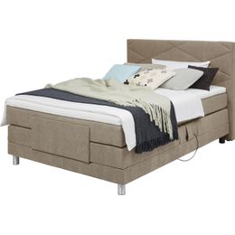 Boxspringbett Alina, B:108cm L:210cm, grau, Chenille TBS (100% Polyester), Komplettbetten, "Tabea", inklusive Matratze und Topper, in verschiedenen