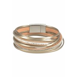 Firetti Damen Wickelarmband "im Metallic Look", 37cm, Metall Polyurethan, gold, Metall, Polyurethan, Armb&auml;nder, mit Glasstein