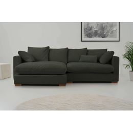 Ecksofa Home Affaire, B:266cm H:80cm T:153cm, gr&uuml;n, 100% Polyester, Wohnzimmer, Sofas, "Coray", Breite 266 cm, extra weich und kuschelig, mit Federn