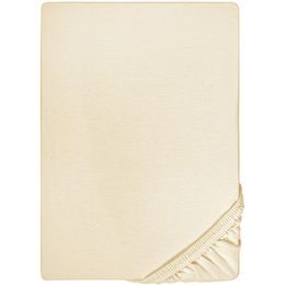 Spannbettlaken Biberna, beige, Jersey-Elasthan, Obermaterial: 95% Baumwolle, 5% Elasthan, Bettlaken, "Conny", hochwertiges Jersey-Elasthan geeignet