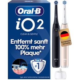 Oral-B Elektrische Zahnb&uuml;rste "iO Series 2"schwarz, rosa, Elektrozahnb&uuml;rsten, Doppelpack, 2 Aufsteckb&uuml;rsten, Reise-Etui