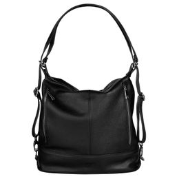 Samantha Look Damen Cityrucksack, schwarz, Leder, Rindsleder, Rucks&auml;cke, echt Leder, Made in Italy