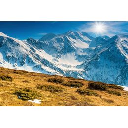 papermoon Fototapete "Schneeberge", B/L: 3,5m x 2,6m, Bahnen: 7 Stk., bunt, Schlafzimmer, Tapeten