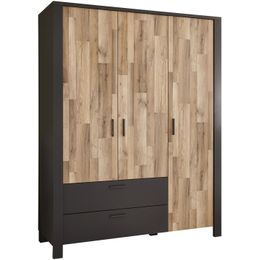 Dreht&uuml;renschrank Begabino, B:166cm H:214cm T:58cm, beige, Dekorfolie, Schr&auml;nke, "Dallas Schrank, Kleiderschrank mit Dreht&uuml;ren", mit 3 farblich