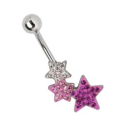 Adelia&acute;s ADELIA ́S Damen Bauchnabelpiercing "Piercing Piercing Bauchnabelpiercing", bunt, Titan, Piercings, Titan Banane 3 Strass Sterne klar rosa pink