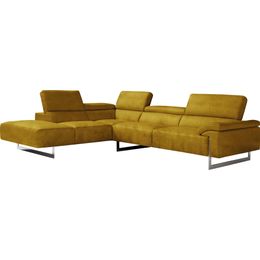 Ecksofa Egoitaliano, B:300cm H:94cm T:107cm, gelb, Luxus-Micofaser Lederoptik (100% Polyester) ist ein neues technisches Gewebe mit einem visuellen